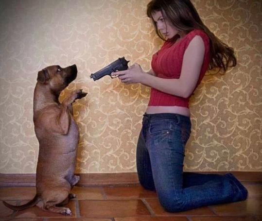 Girl mugging puppy | Scrolller