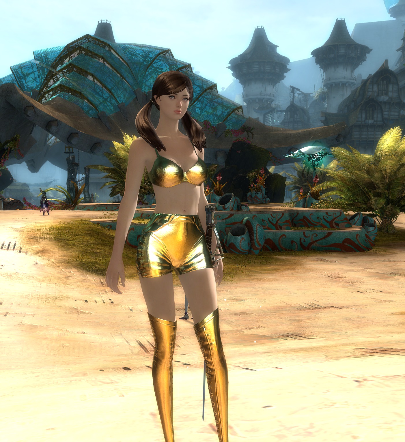 Golden bra and shorts | Scrolller