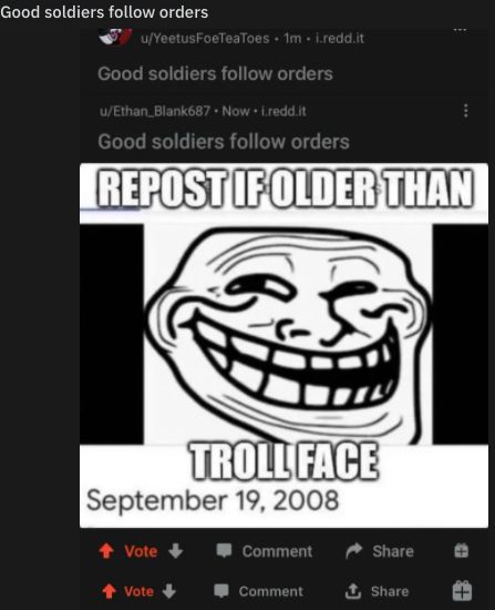 Good Soldiers Follow Orders | Scrolller