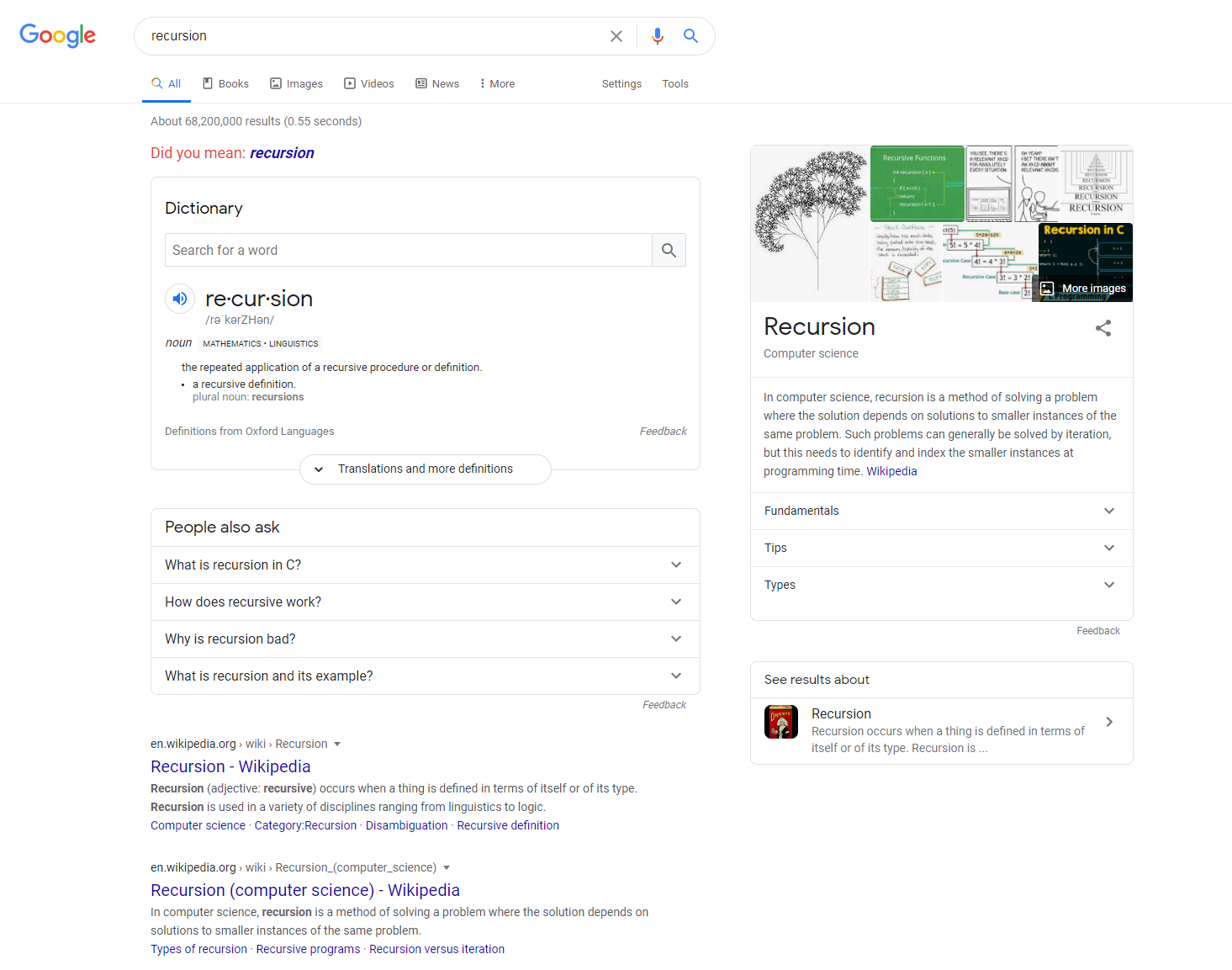 Google has a recursion joke where if you type recursion you would get a (Did you mean:) option ...