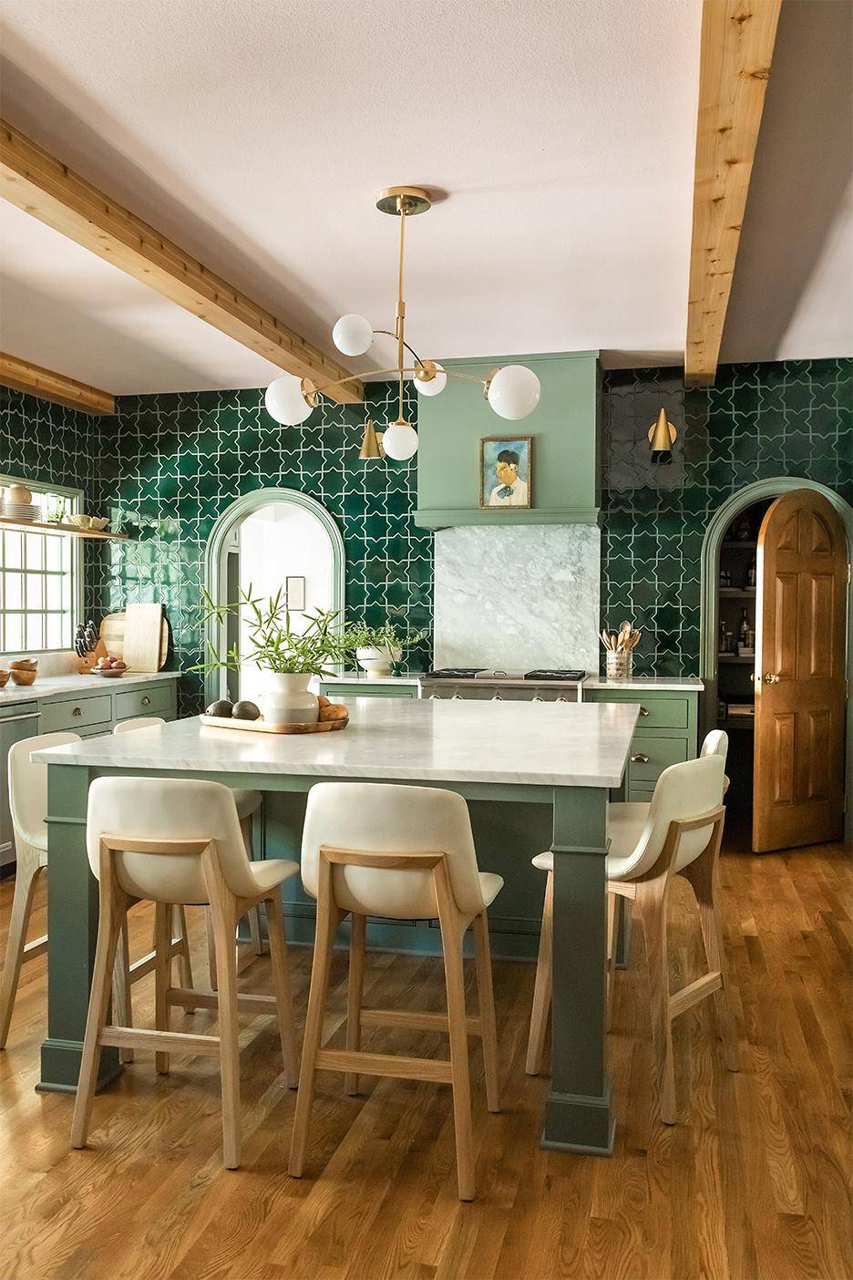 Green kitchen with an extended backsplash, Abilene, Texas [936x1404] | Scrolller
