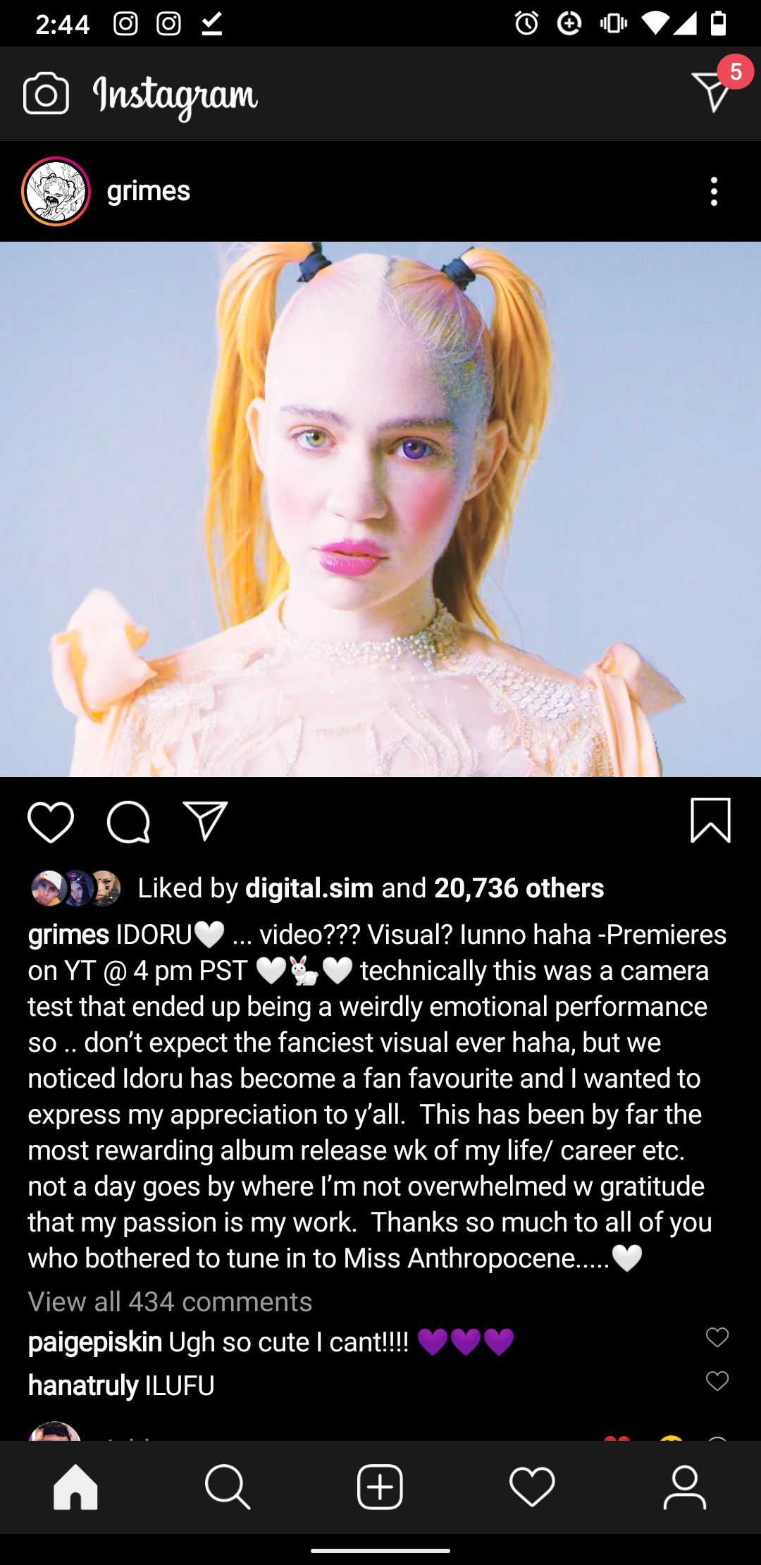 Grimes comments on the visuals in IDORU + expresses gratitude | Scrolller