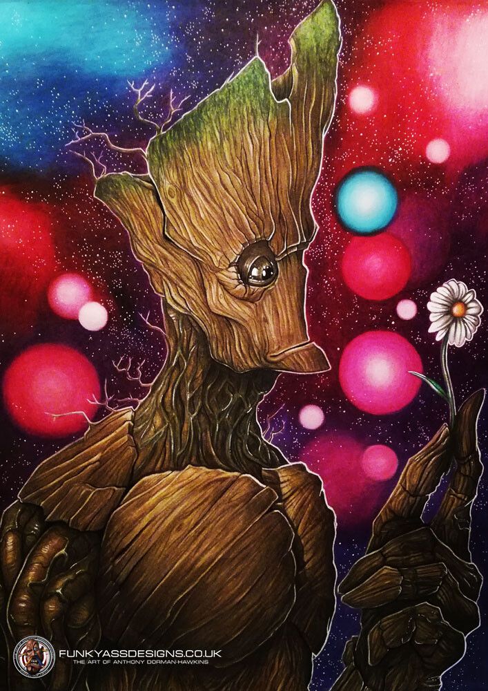 Groot in Prismacolor by Anthony Dorman-Hawkins | Scrolller