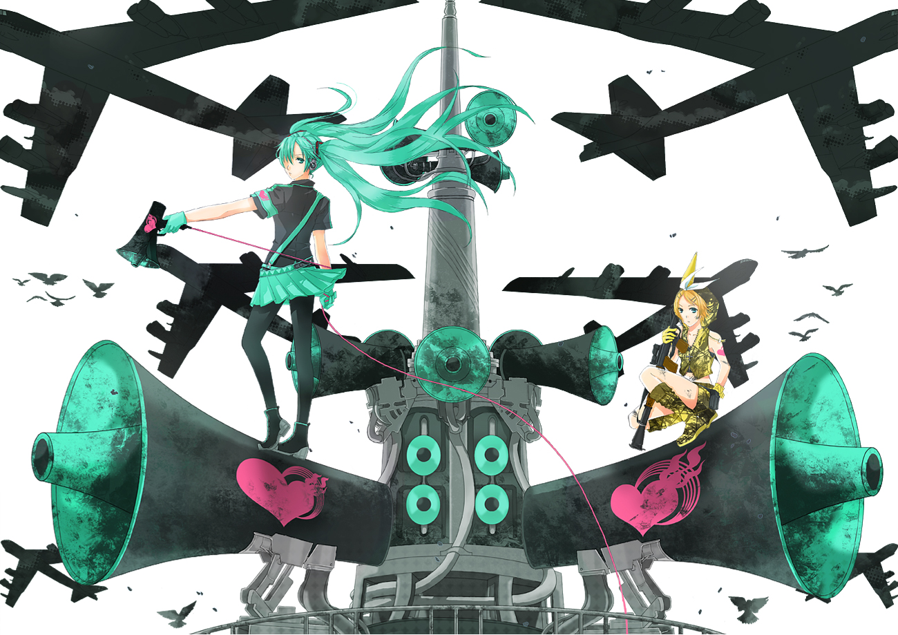 hatsune_miku kagamine_rin koi_wa_sensou_(vocaloid) vocaloid | Scrolller