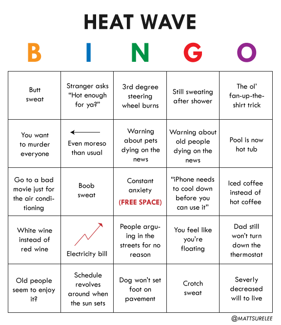 Heat wave bingo | Scrolller