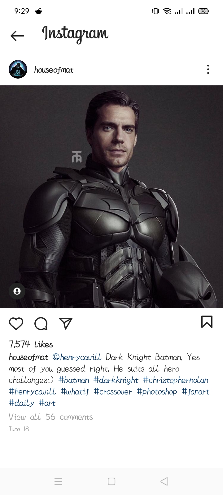 Henry Cavill donning a Batman suit | Scrolller