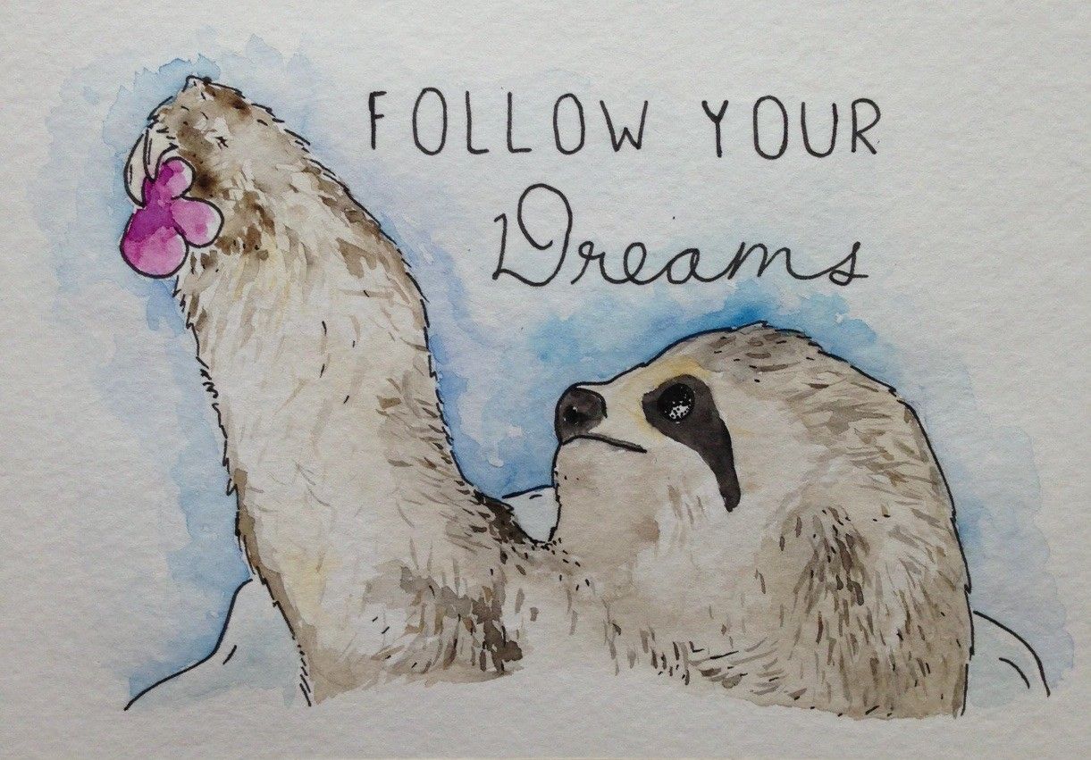 Here's an inspirational sloth watercolor I did for my friend. | Scrolller
