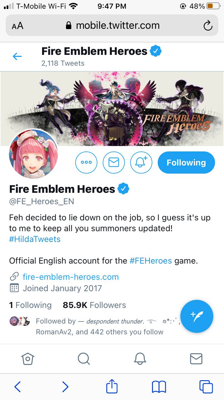 HILDA HAS TAKEN OVER THE FEH TWITTER ACCOUNT! I REPEAT: THIS IS NOT A DRILL FOLKS | Scrolller