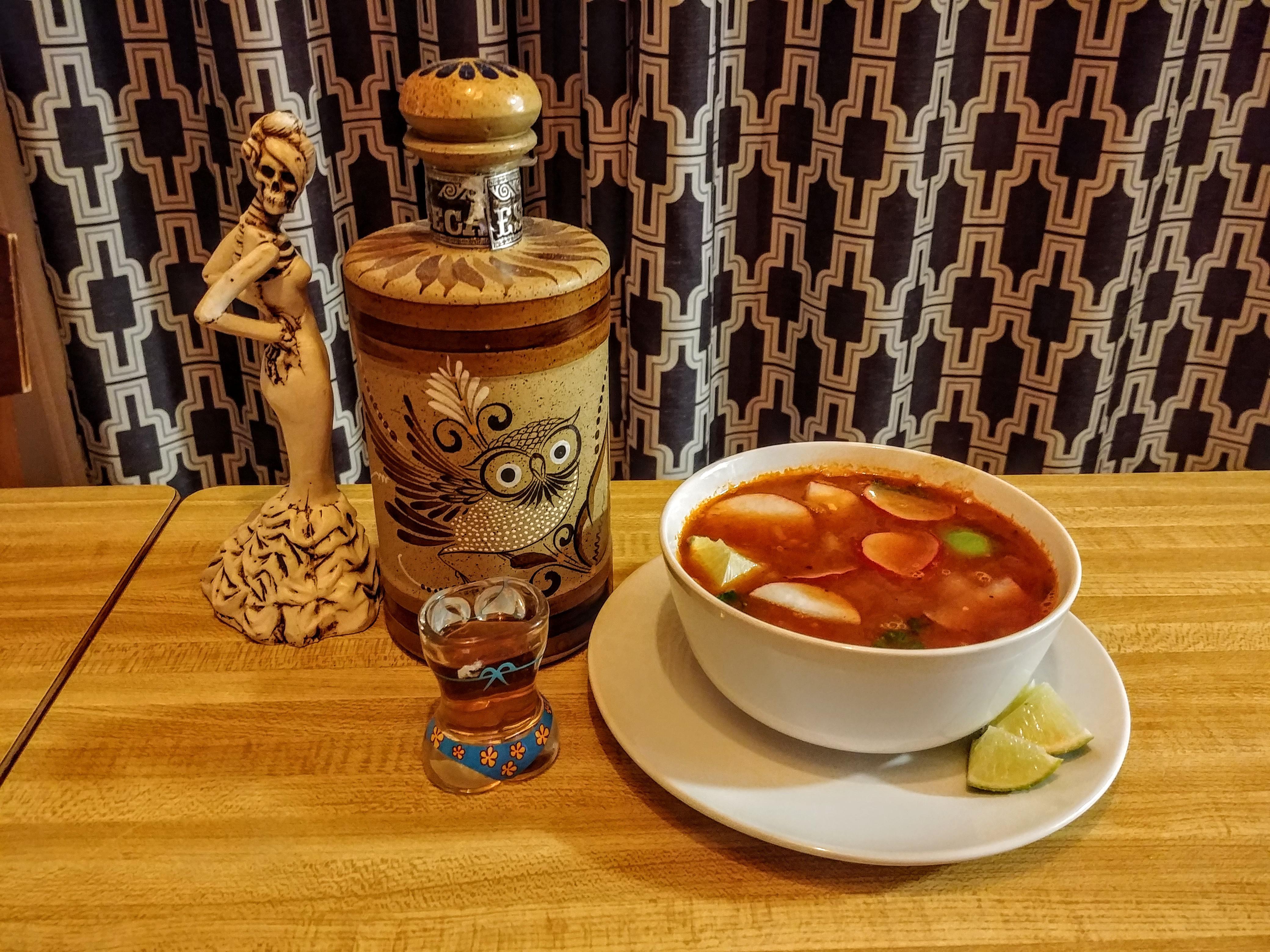 Home made pozole with a shot Espada Azteca | Scrolller