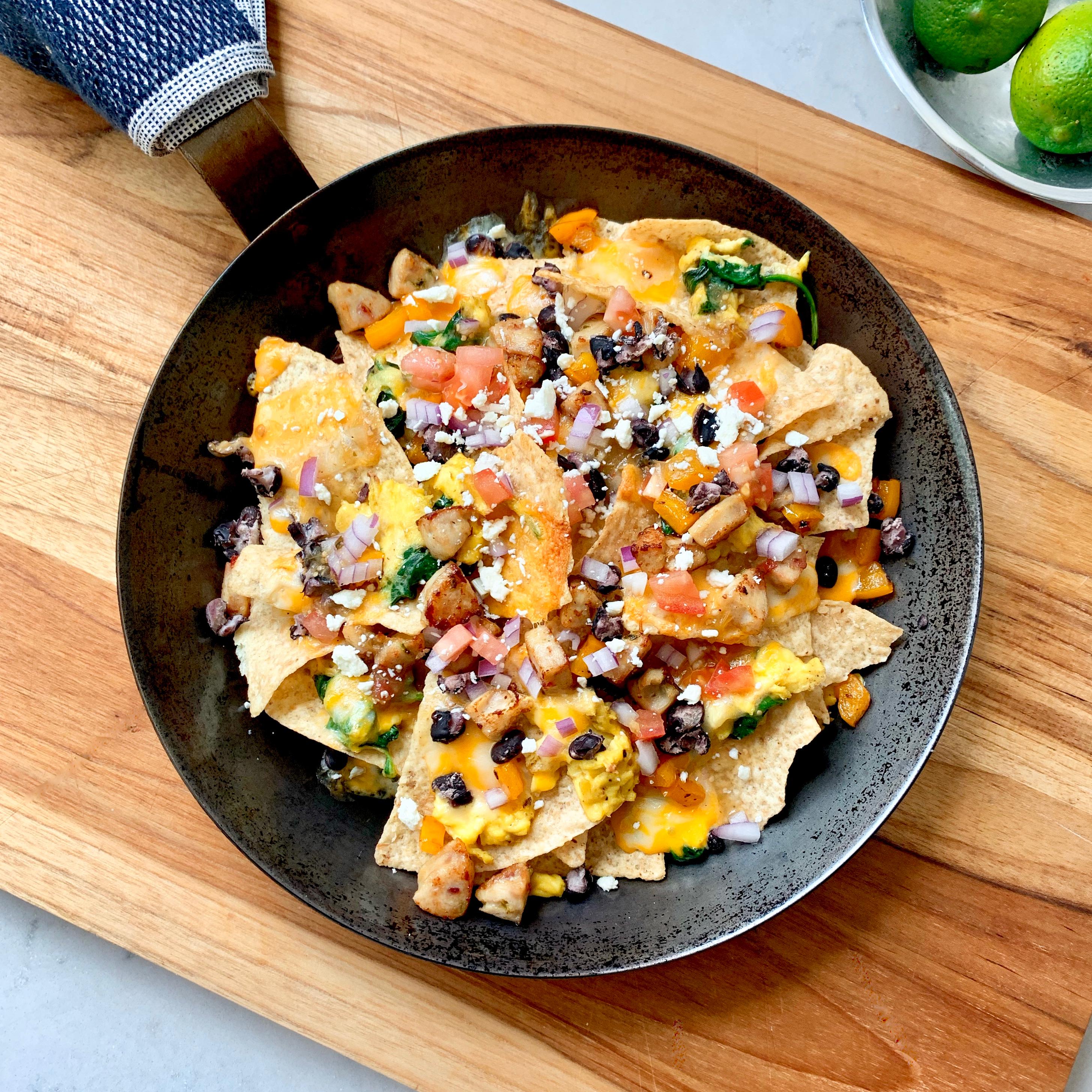 [Homemade] Breakfast nacho skillet with chicken, bacon, jalapeño sausage | Scrolller