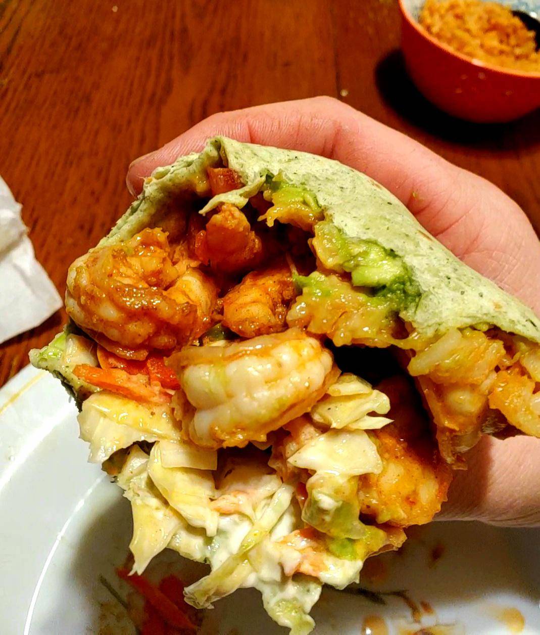 Homemade messy shrimp burrito. | Scrolller
