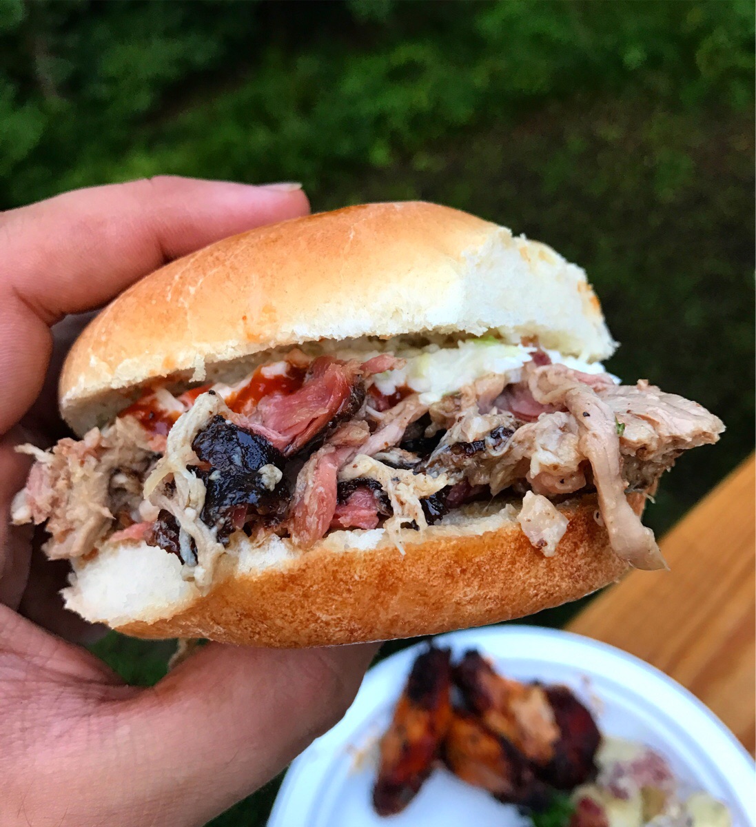 [Homemade] Smoked pulled pork sandwich with coleslaw and habanero BBQ sauce. | Scrolller