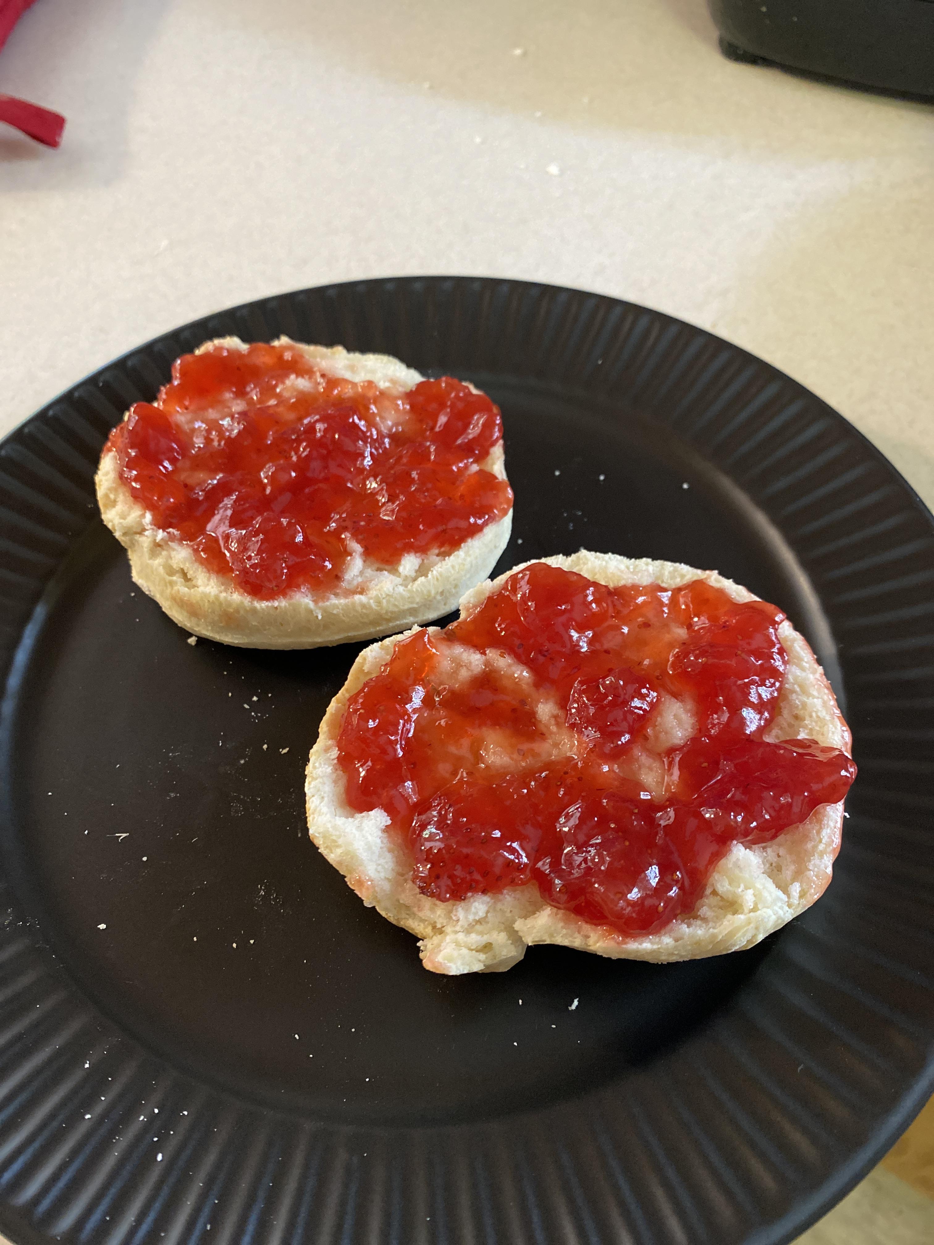 Homemade vegan biscuits and jam (not pictured: vegan gravy option) | Scrolller
