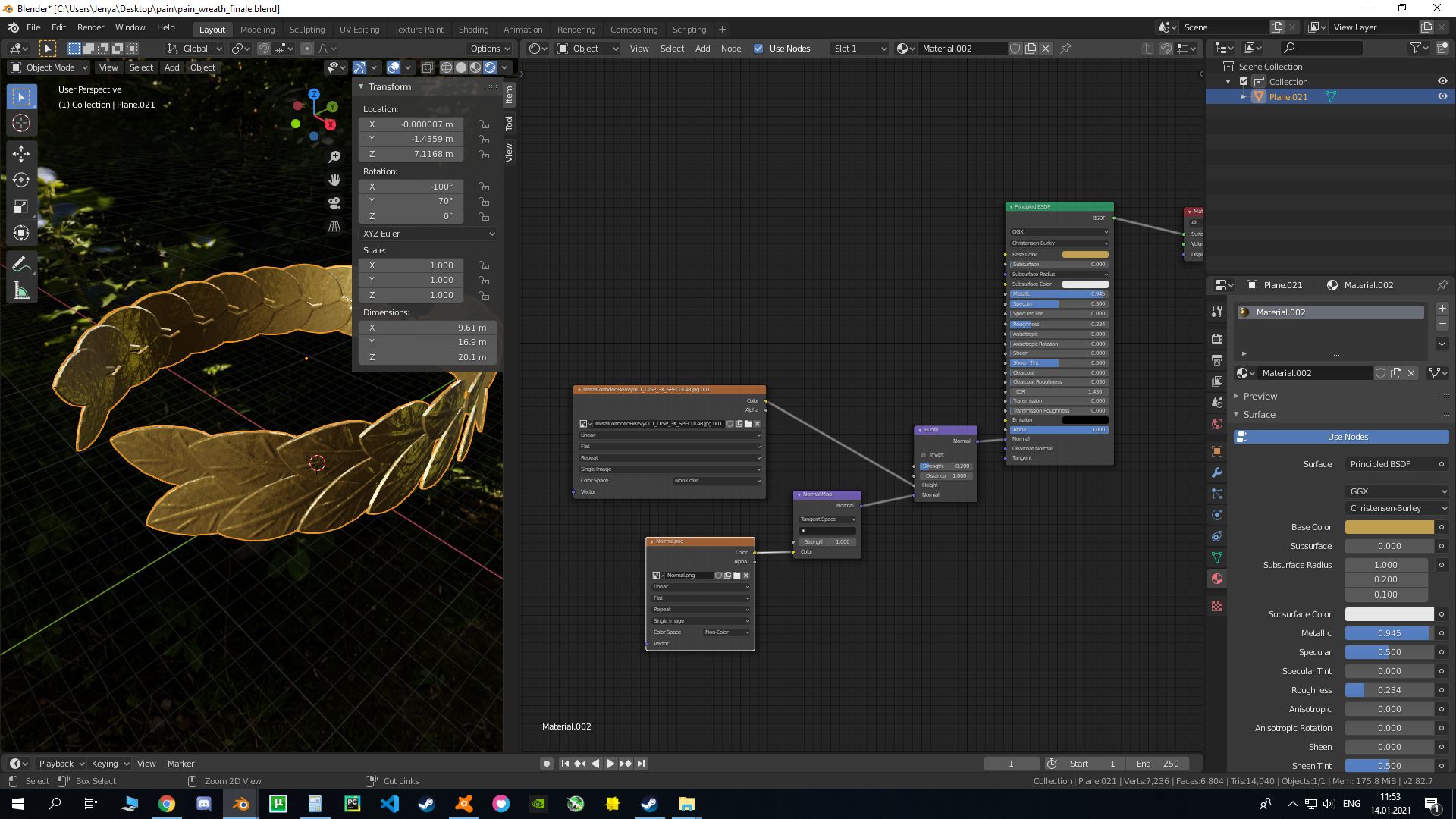How can i export this shader setup with my model as .obj in blender? | Scrolller