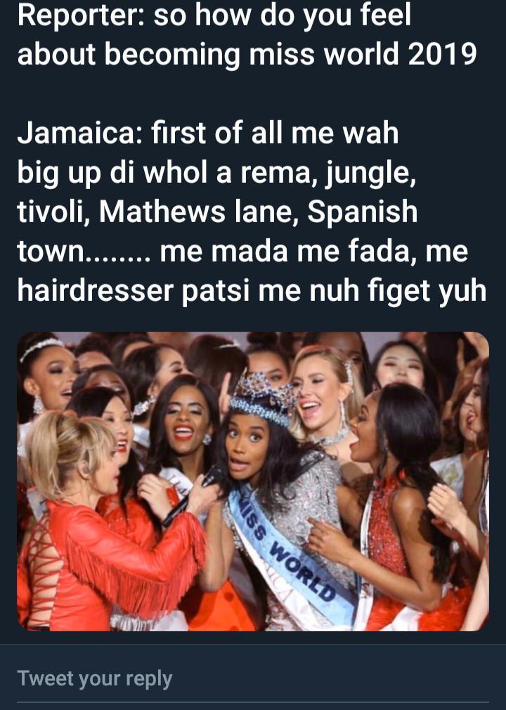 How Miss World should've reacted when she won. | Scrolller