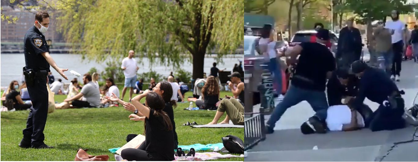 How the NYPD enforces social distancing in two images. | Scrolller