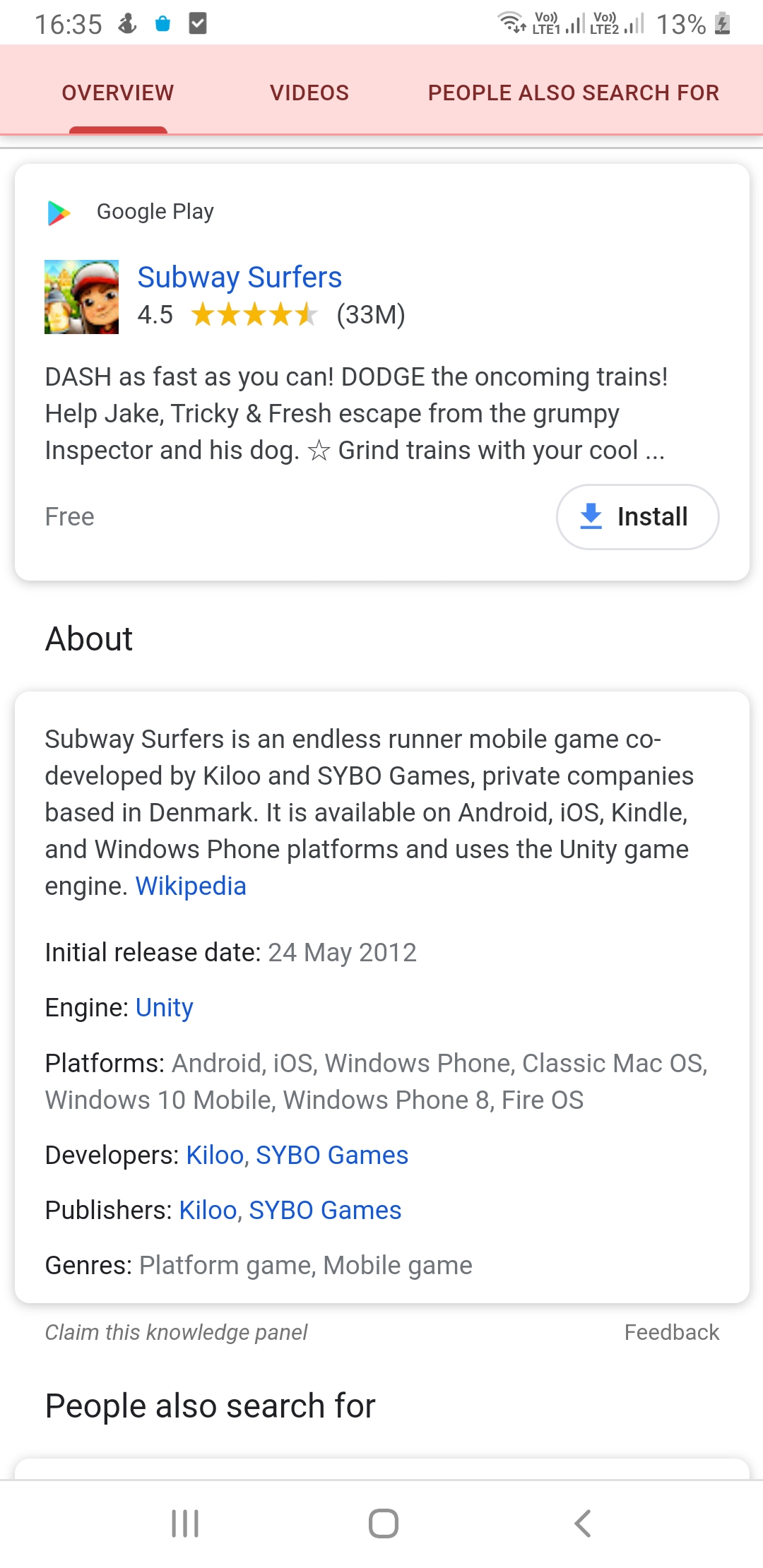 How to get this install button on Google for a Unity game? | Scrolller