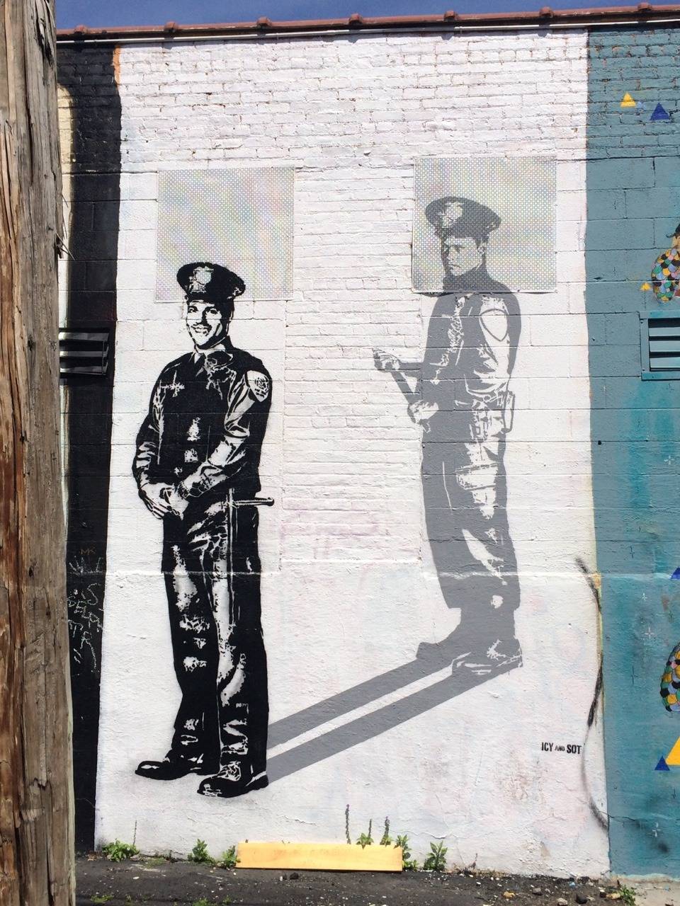 Huge cop stencil in Bushwick | Scrolller
