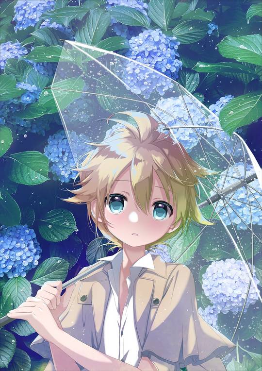 Hydrangea and Kagamine Len (碧茶 @HekiCha) | Scrolller