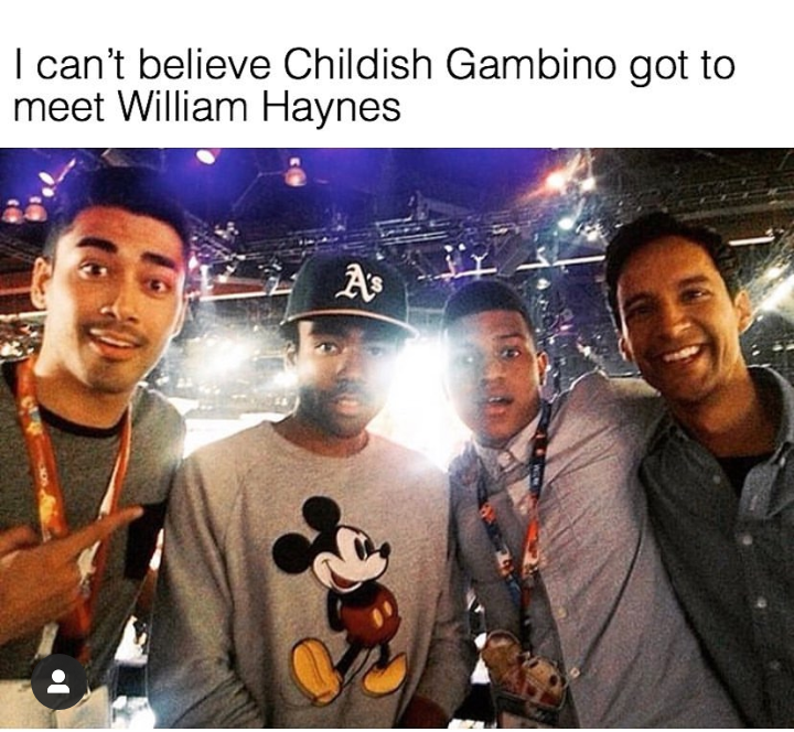 I can't believe Childish Gambino finally got to meet William Haynes | Scrolller