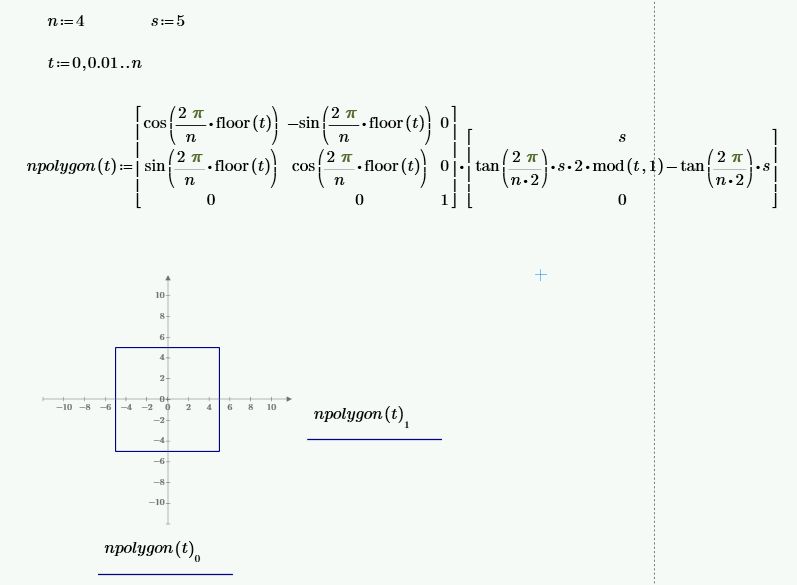 I created a parametric function that plots any regular n sided polygon. | Scrolller