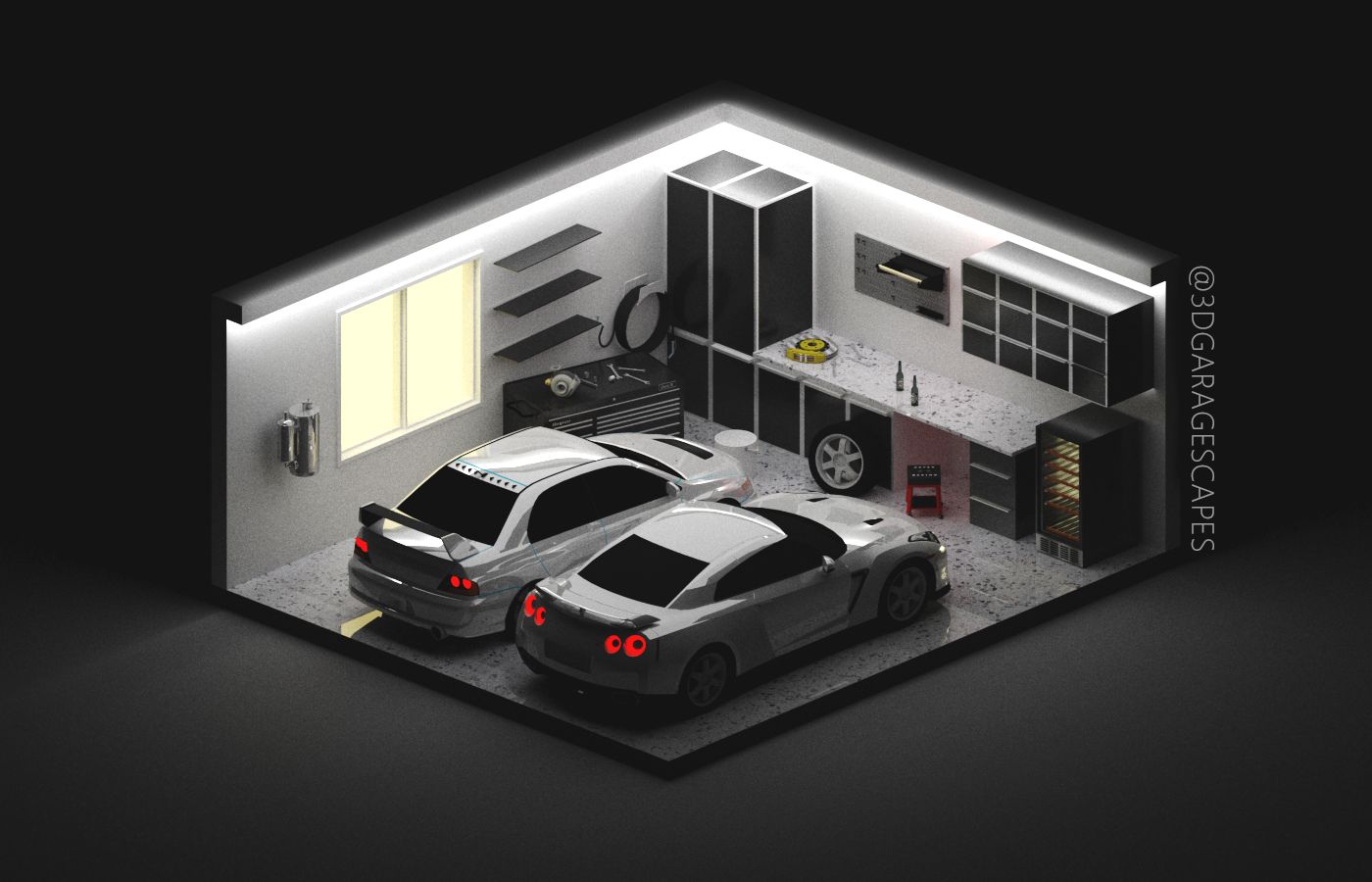 I did a render of my dream garage.. thoughts? I do commissions too! | Scrolller