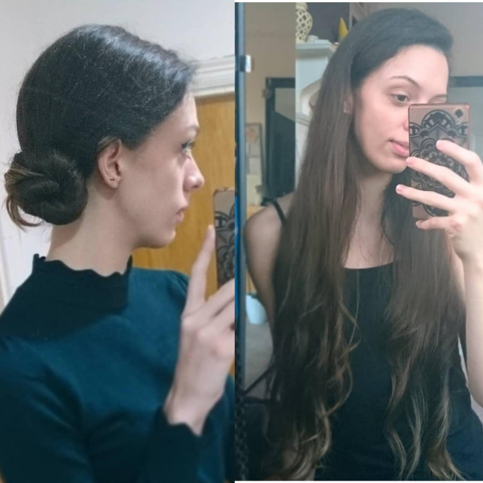 I dry my damp hair in a self holding bun to create natural soft curls ...