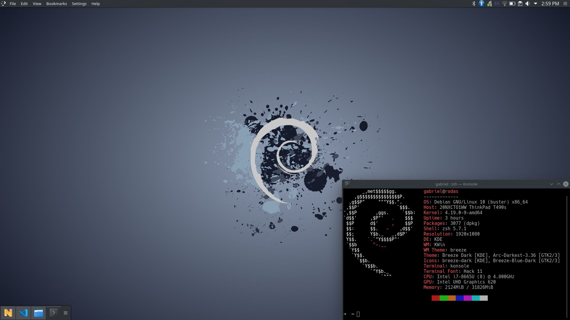 I enabled a global application menu and an extra panel for the task list in Debian with Plasma ...
