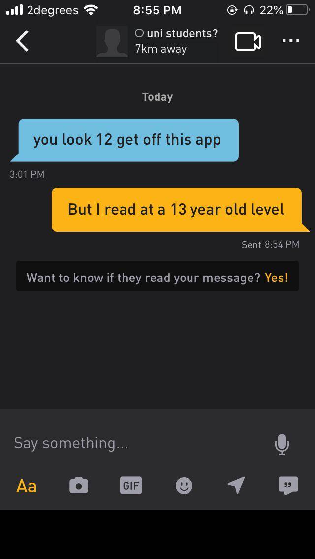 I know I look young, but I’ve never been told I look that young. Seems like his username is ...