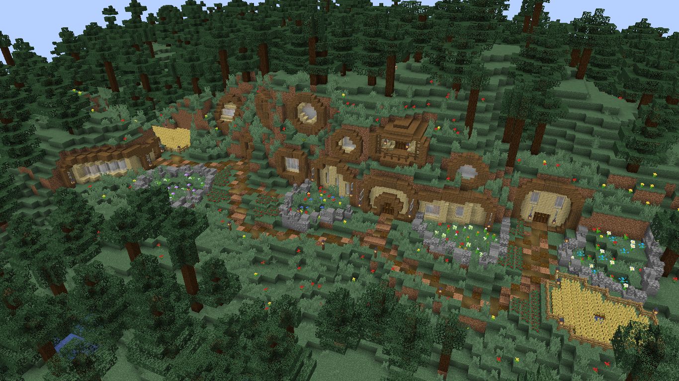 I made a hobbit hole town inspired by Grian's Hermitcraft starter base | Scrolller