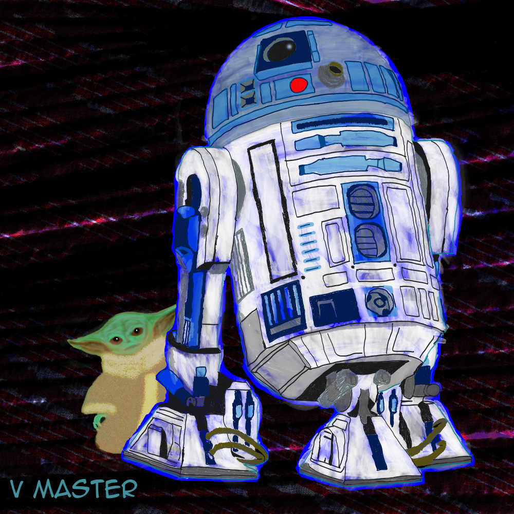 I made a quick Digital Drawing of my 2 favourite Main-Side Characters.. (Grogu and R2D2) | Scrolller