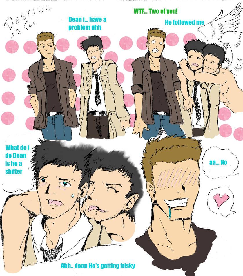I made this comic when I was in school. I was a huge destiel shipper. I thought were funny back ...