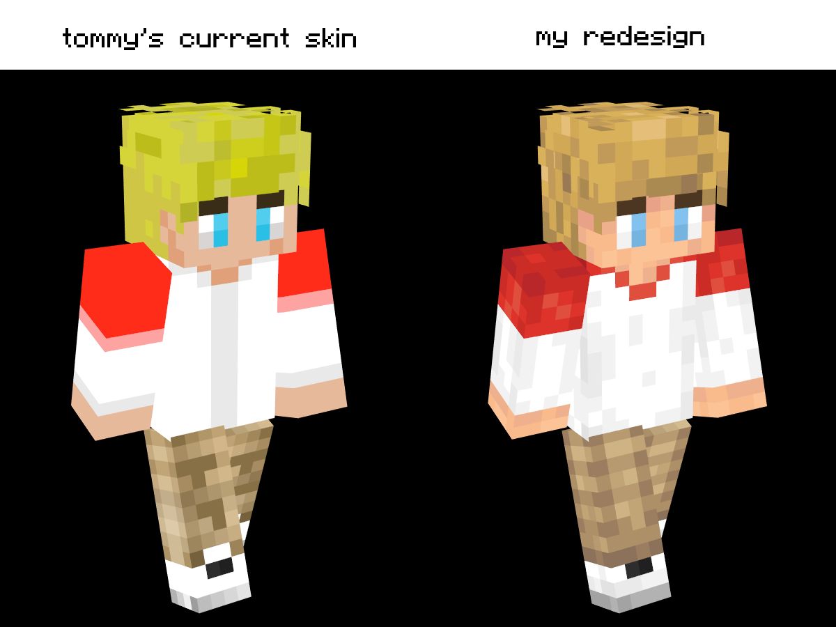 I Tried Redesigning Tommys Skin For Fun Also Because I Dont Like The Hair Scrolller