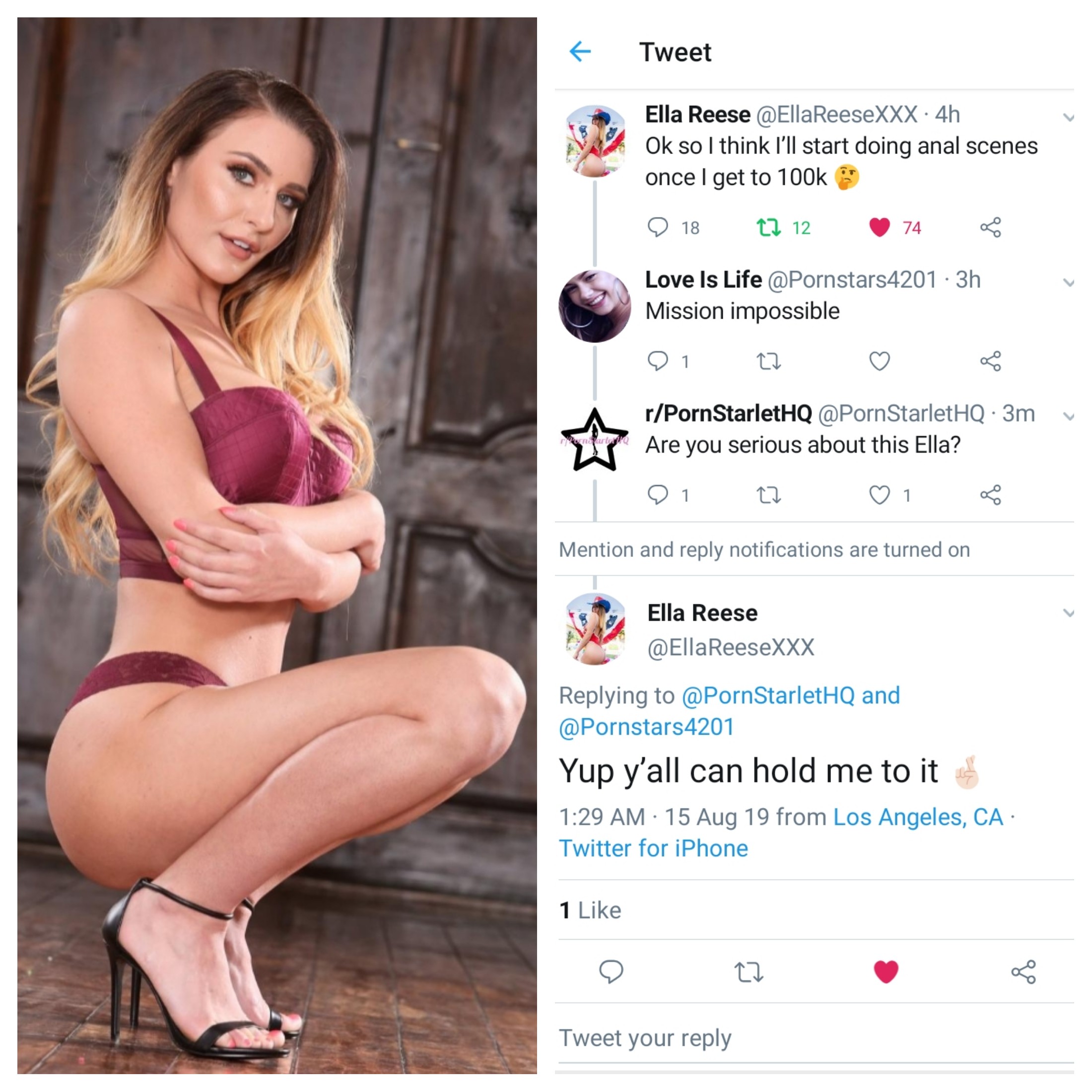 "I'll start doing anal scenes once I get to 100K...ya'll can hold me to it". #Anal4Ella | Scrolller