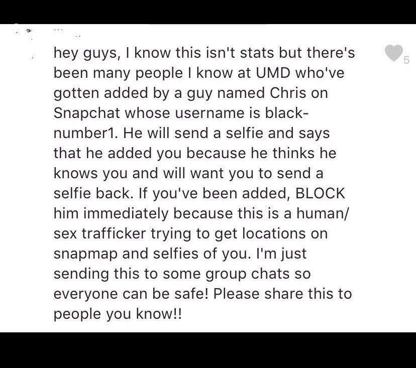 IMPORTANT SAFETY NOTICE - Sex trafficker reportedly targeting UMD. Second-hand image/information ...