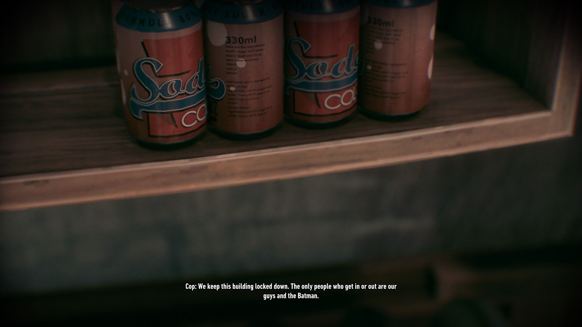 In Batman: Arkham Knight at the Gotham City Police Department There Are Soda Cans That Say "Do ...
