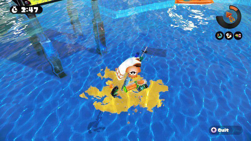 In both Splatoon 1 and 2, it is common when you fall in the water you get splatted and respawn ...
