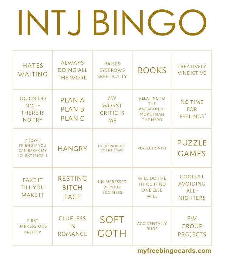 INTJ Bingo | Scrolller