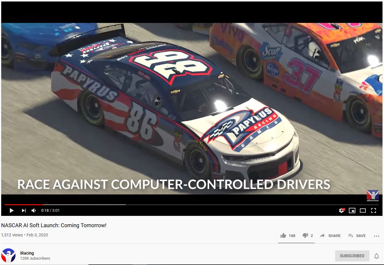 iRacing is adding AI, and our default boy Fred Jones made it into the roster for the Cup series ...