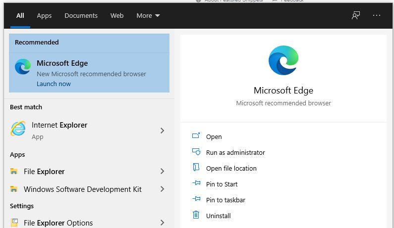 Is there a way to remove the 'Microsoft Edge: New Microsoft recommended browser' at the top of ...