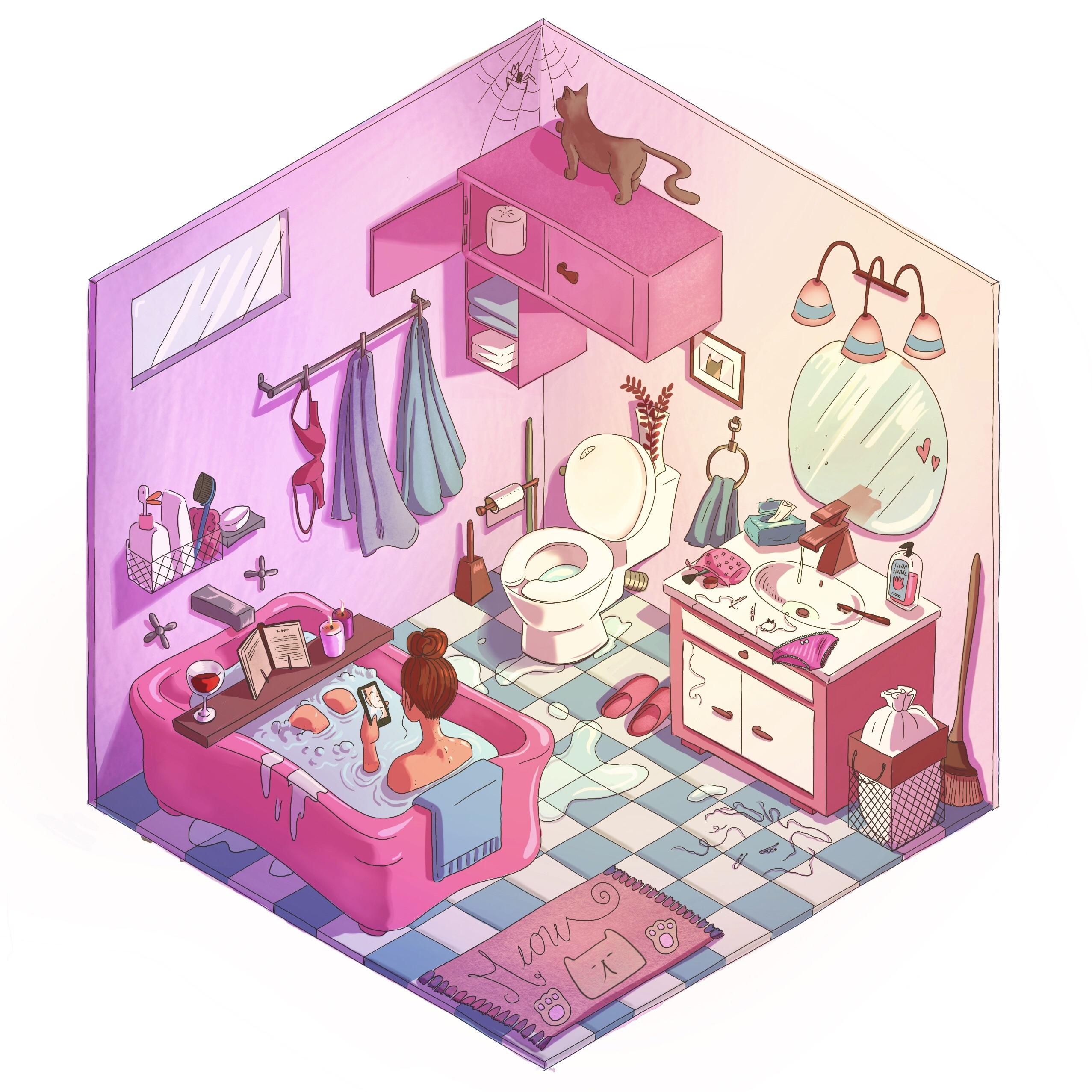 Isometric bubblegum bathroom :) | Scrolller