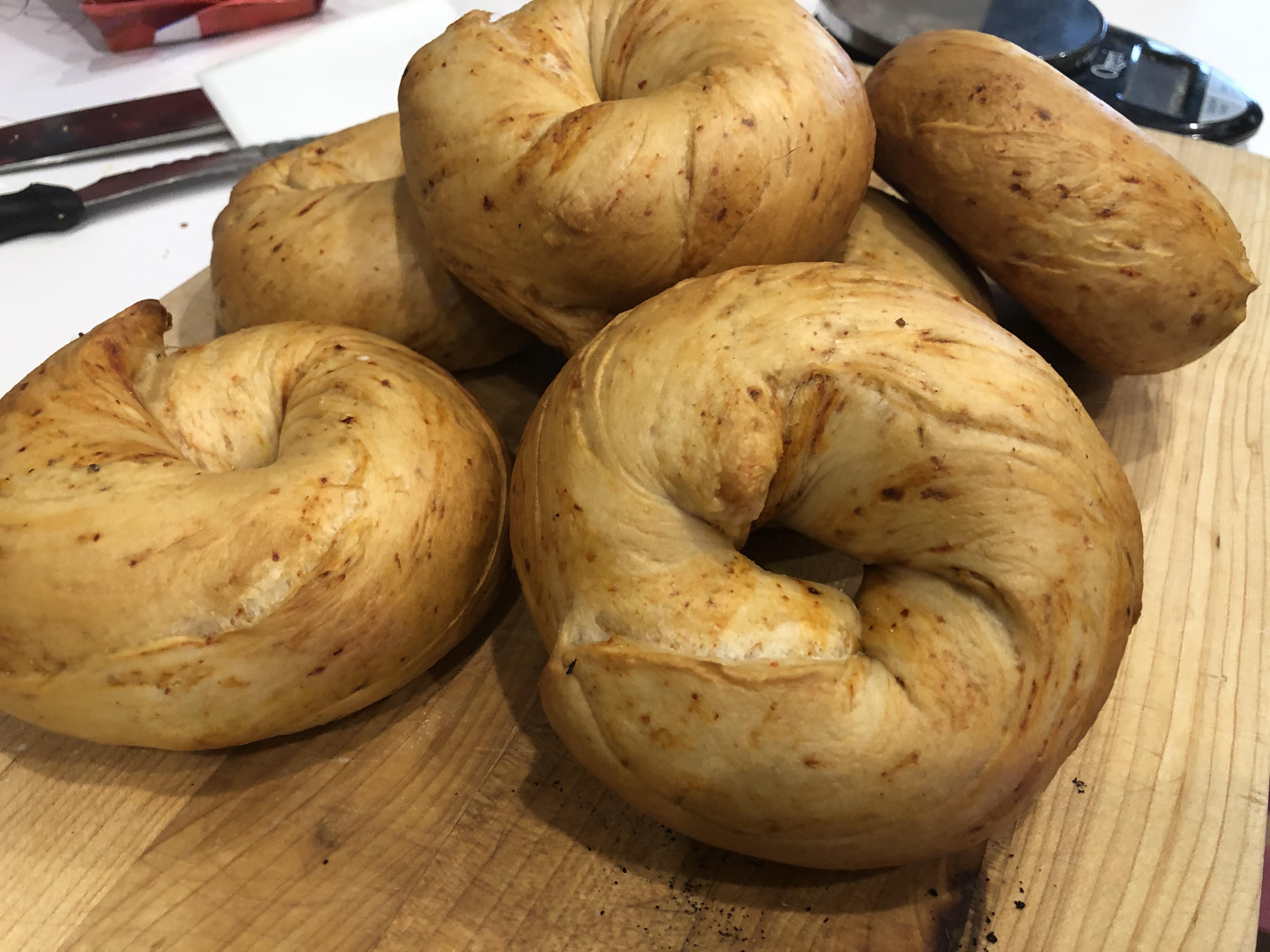 Jalapeño bagels without the peppers (made with Korean red pepper flakes) | Scrolller