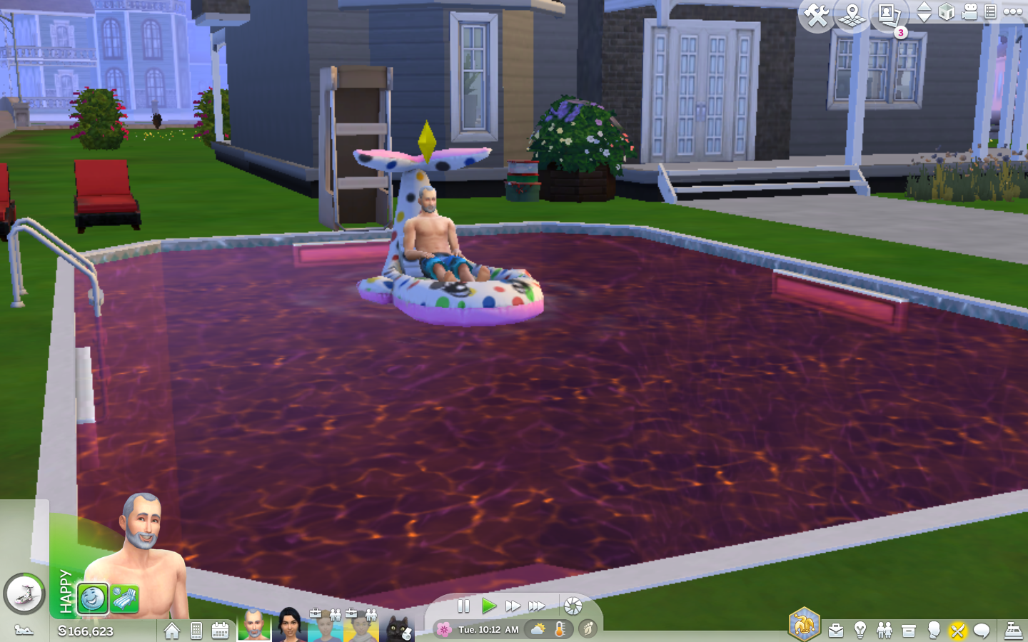 Jim enjoying his blood red pool in the front yard, my inspiration during the stream | Scrolller