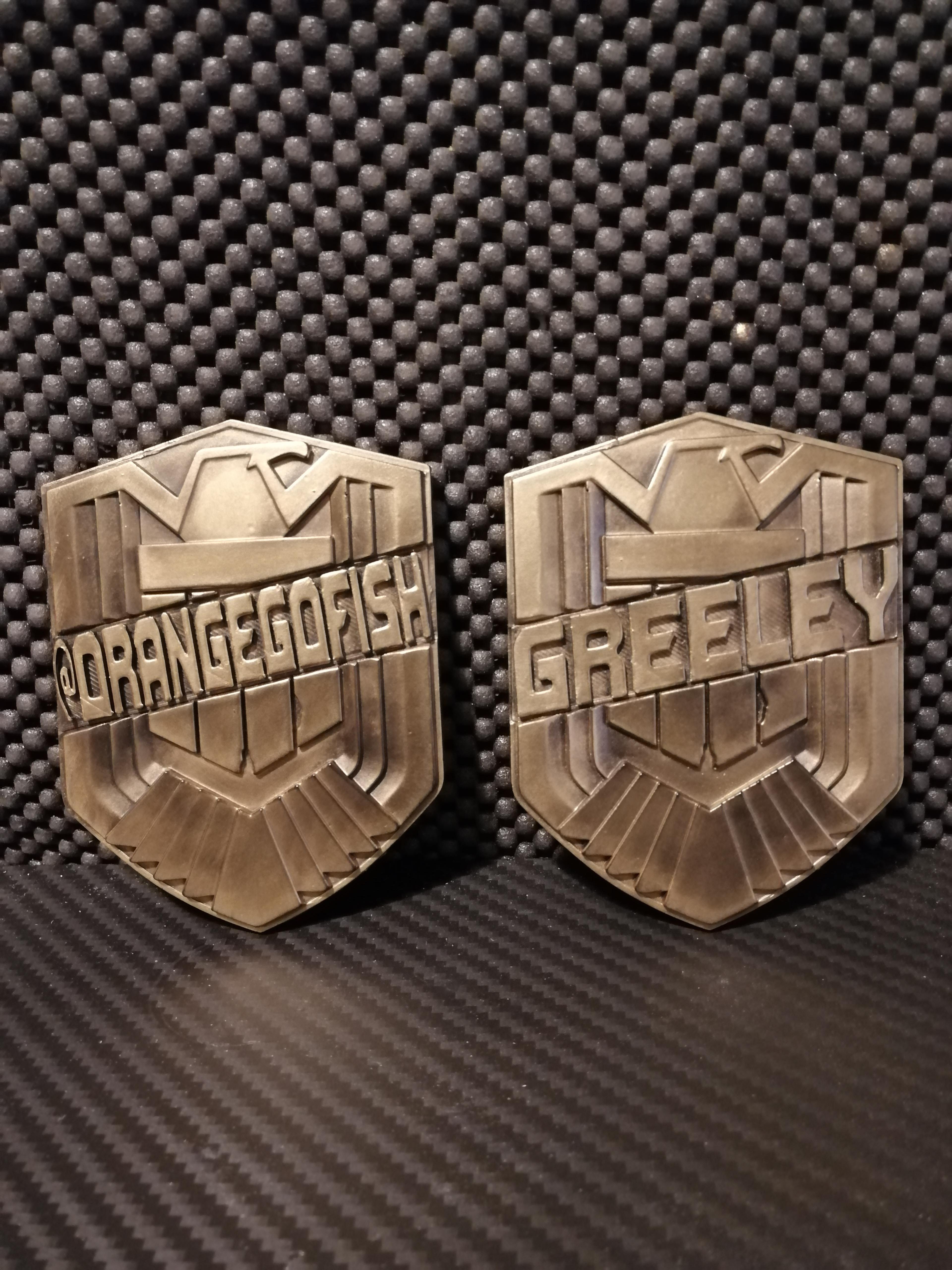 Judge dredd personalised badges, think this is the biggest name I've put on a badge. Created by ...