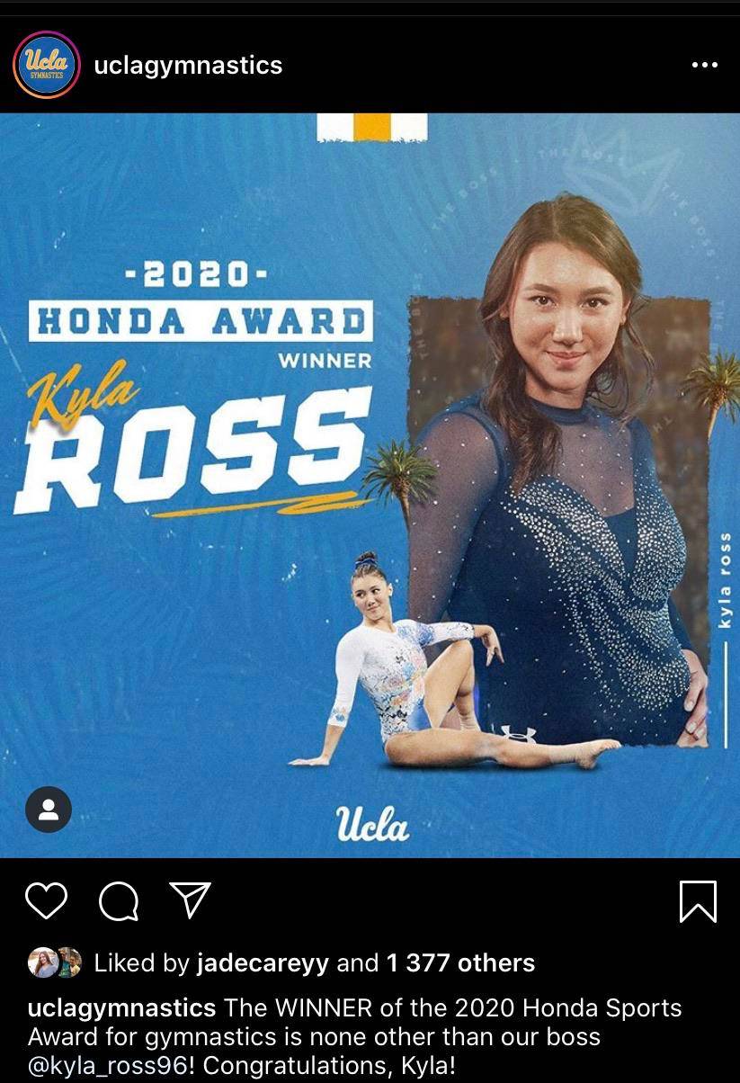 Kyla Ross is the winner of the 2020 Honda Sports Award for gymnastics!!! | Scrolller