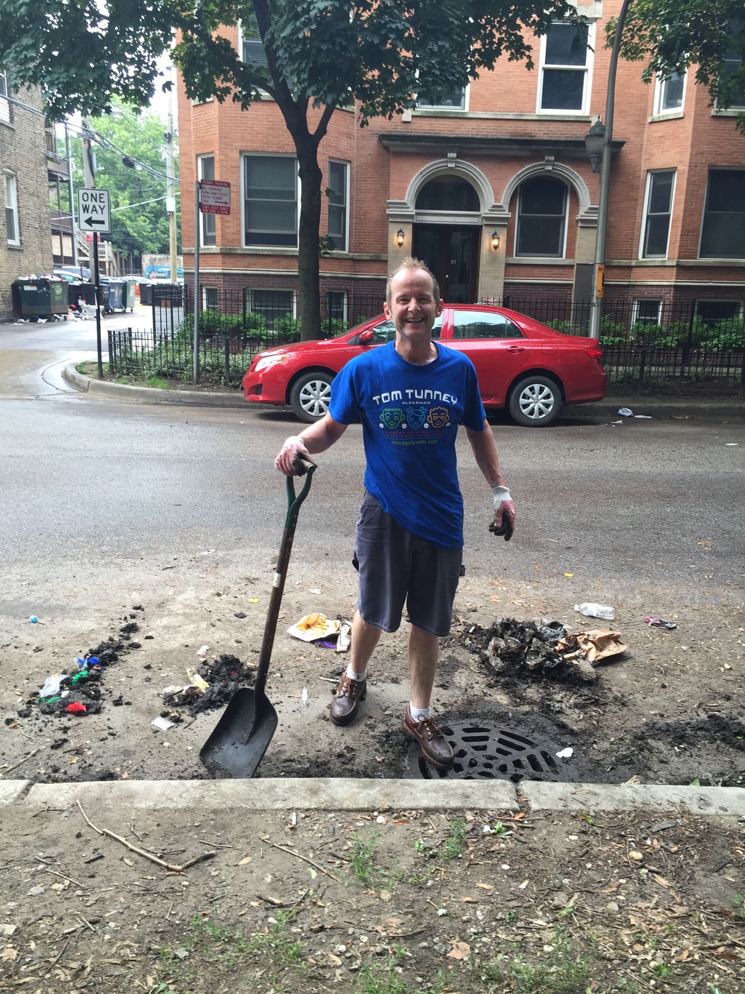 Lakeview/Boystown Alderman Tunney was working the gutters of my street with a shovel, solo this ...