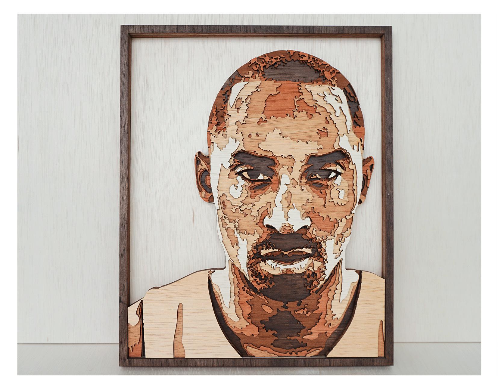 Layered Wood Portrait of Kobe Bryant | Scrolller