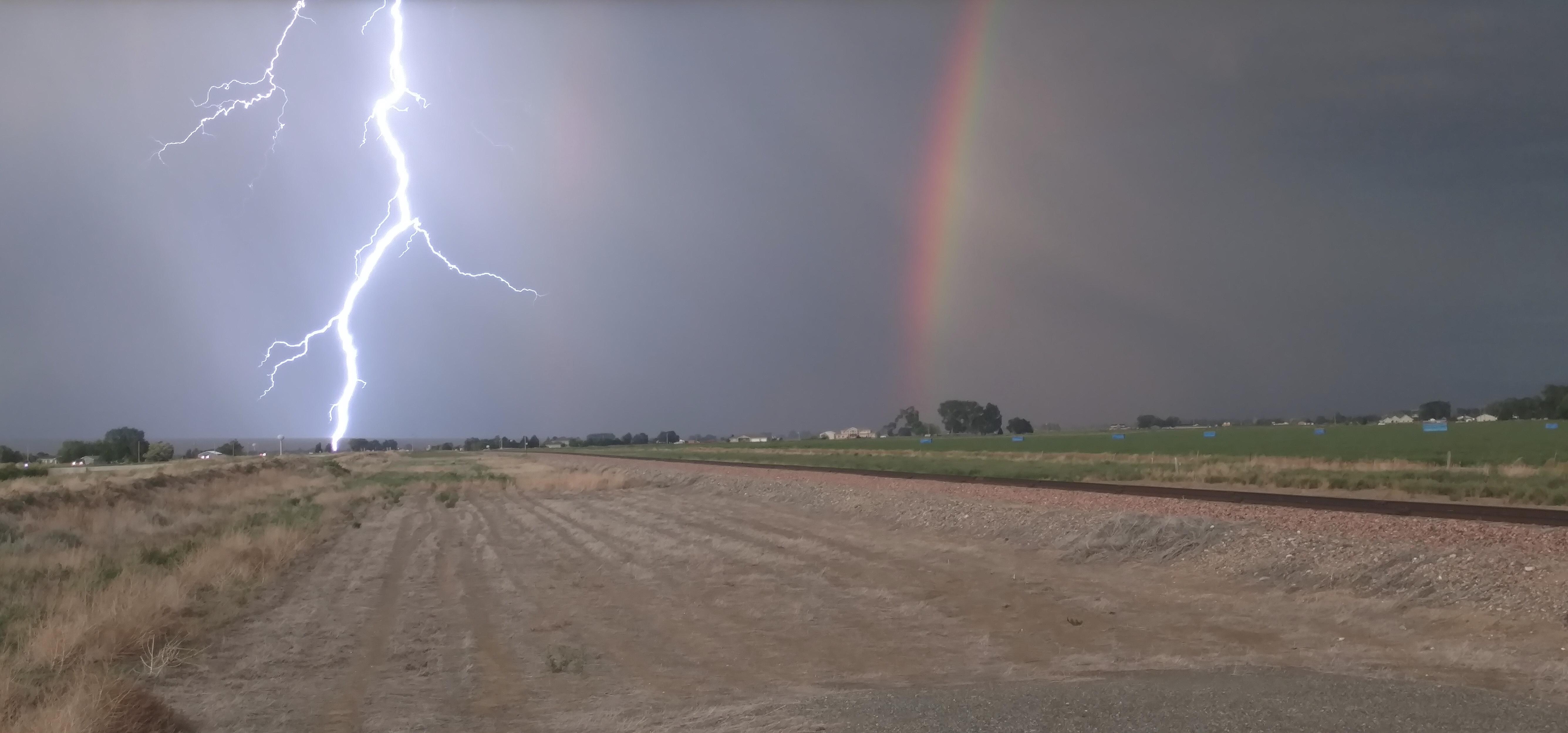 Lightning and a Double Rainbow | Scrolller