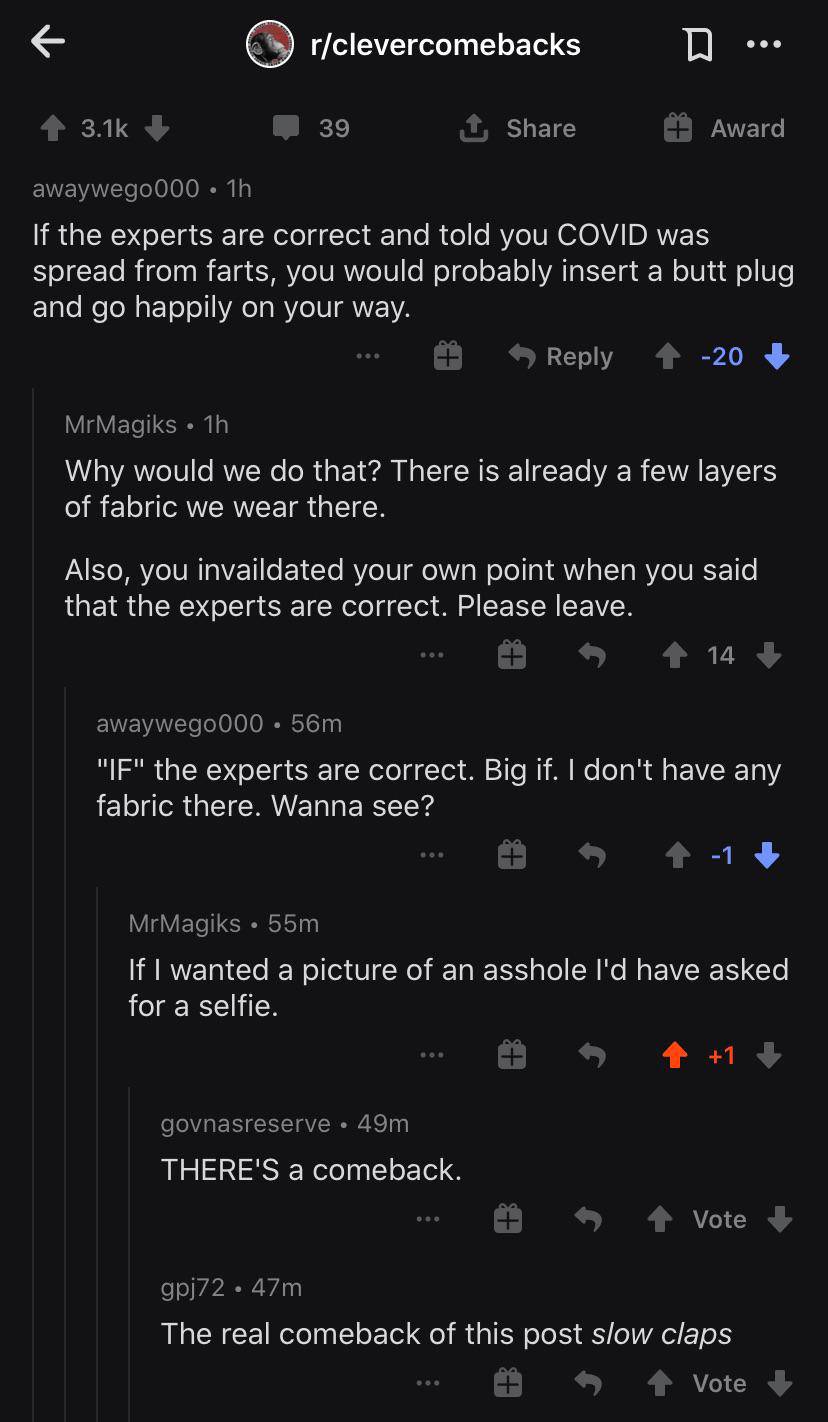 Little did they know the clever comeback was in the comments the whole time | Scrolller