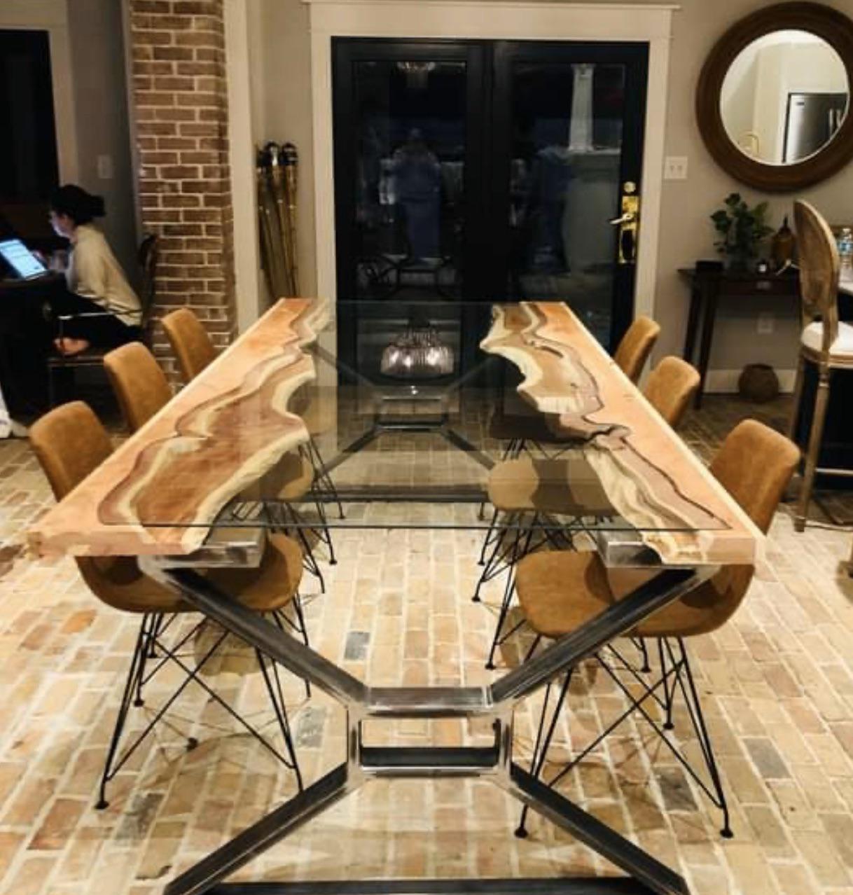 Live edge cedar/cypress dining table my wife and I built (first post, first table) | Scrolller